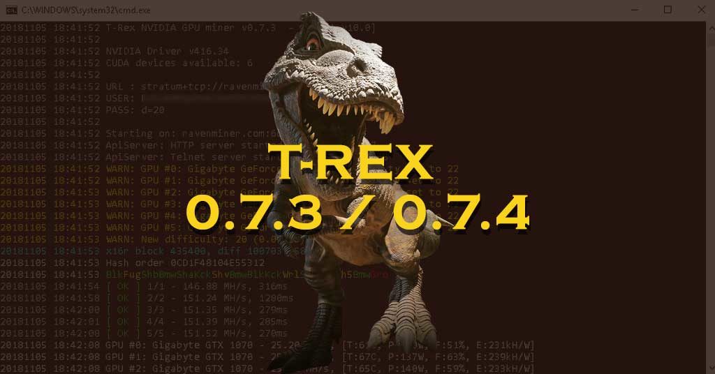 T-Rex NVIDIA GPU Miner (Windows/Linux) supported algorithms & performance