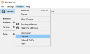 Bitcoin core wallet RPC console commands - Qt client API call lists