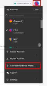 How to connect & use Ledger or a Trezor wallet with Metamask